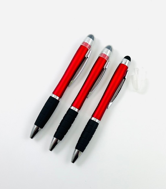 Thick Red Barrel Style Retractable Pens with Stylus- Black Ink – #578 ...
